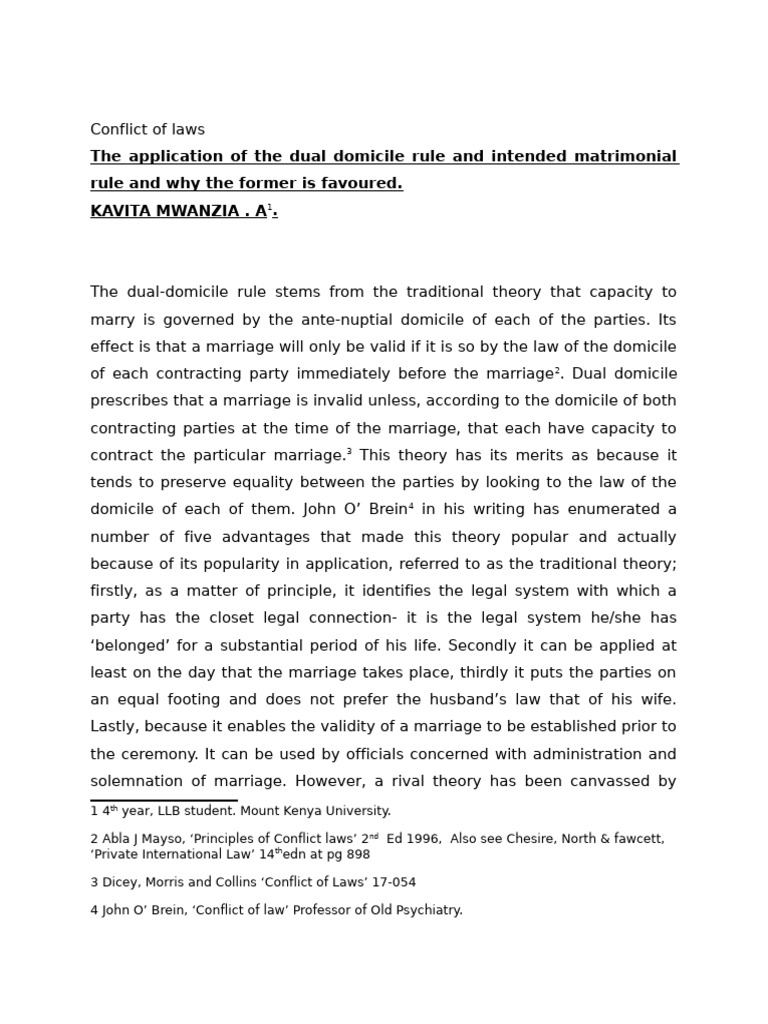 Dual Domicile and Intended Matrimonial H | PDF