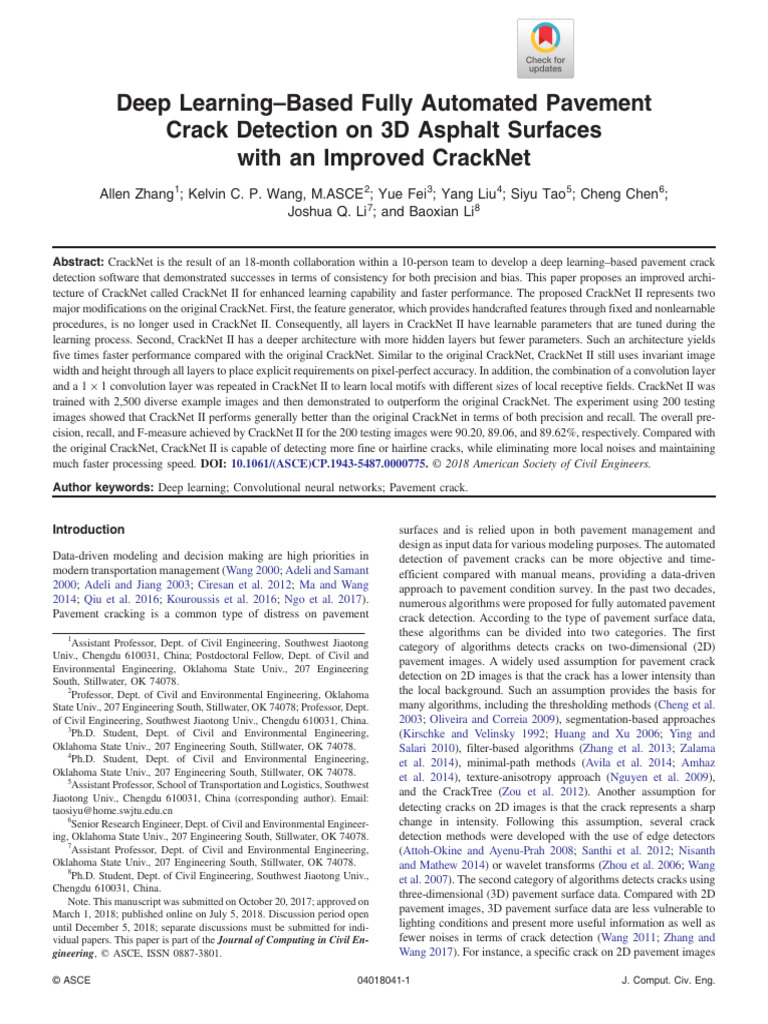 Deep Learning Based Fully Automated Pavement Pdf