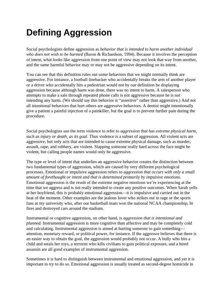 Defining Aggression | PDF