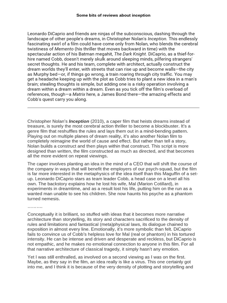 Inception | PDF
