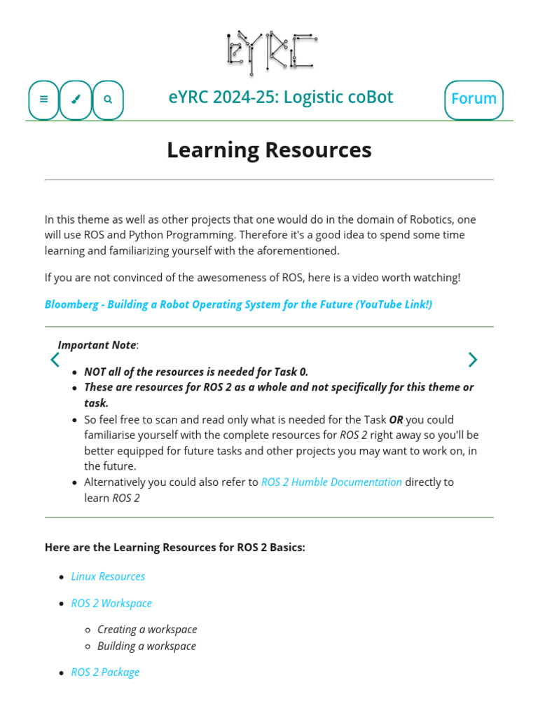 Learning Resources - EYRC 2024-25 - Logistic CoBot | PDF