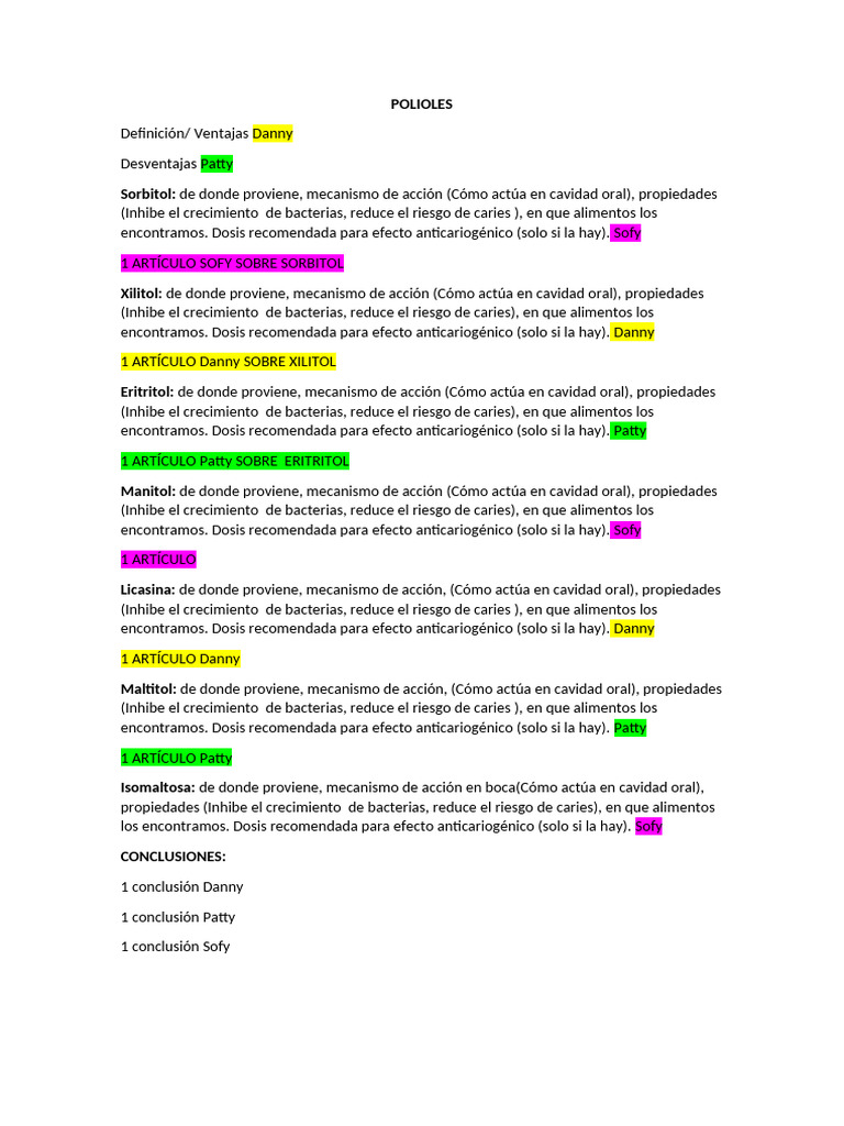 POLIOLES Esquema | PDF