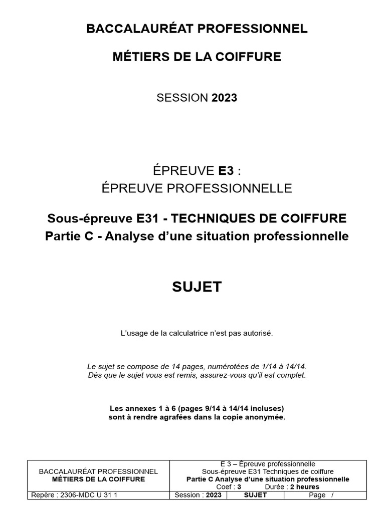 U31 - SUJET BP 2023 | PDF