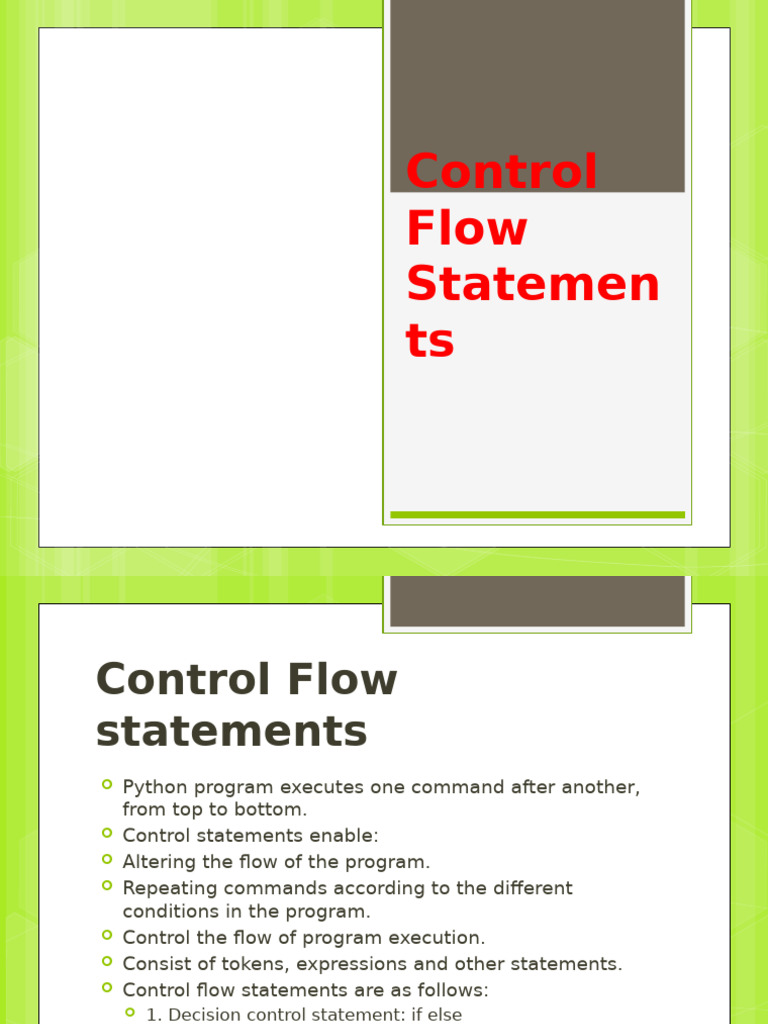 Unit 2 - 1 Control Flow Statements | PDF