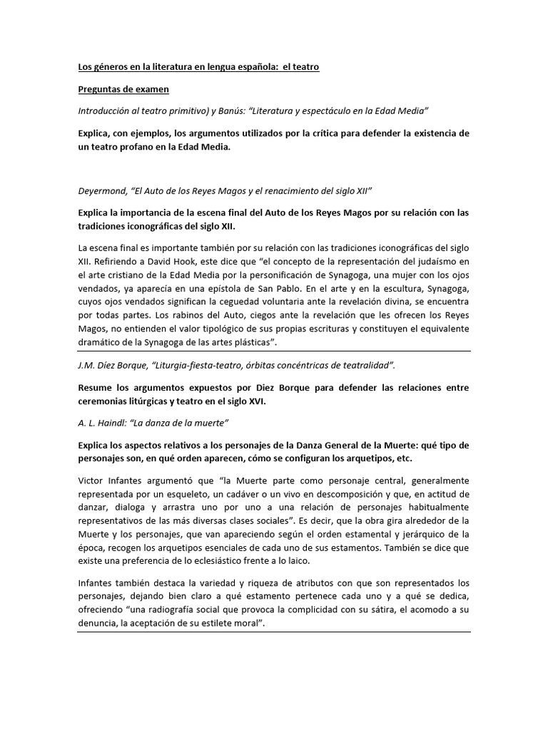 Preguntas Examen Teatro-1 | PDF