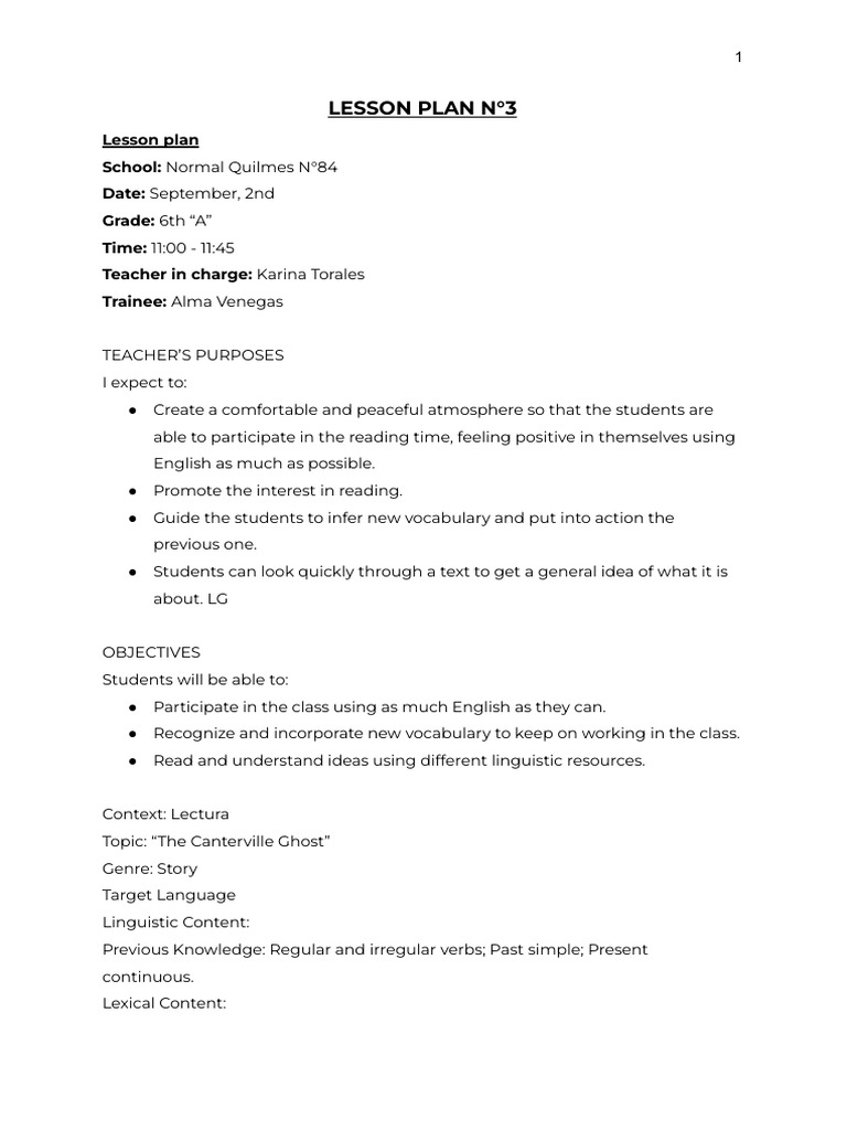 Final Lesson Plan N°3 Venegas Alma-2 | PDF | English Language ...