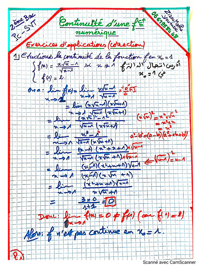 2eme BAC - EXERCICES D'APPLICATION SUR LA CONTINUITÉ D'UNE FONCTION EN ...