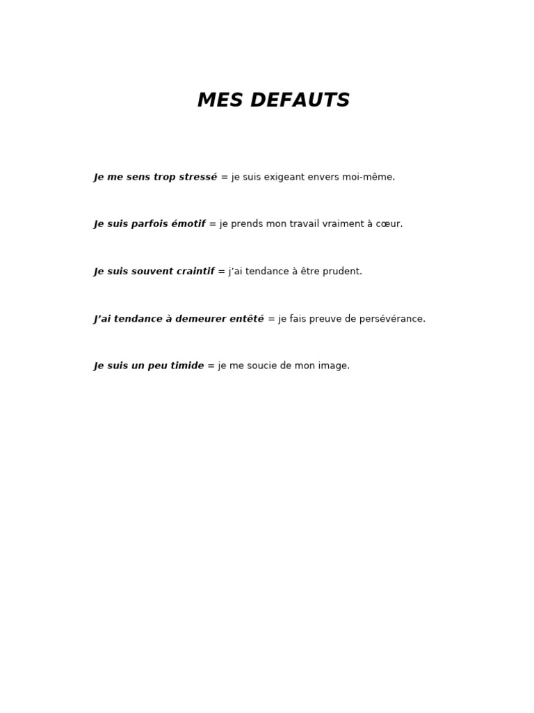 Mes Defauts | PDF