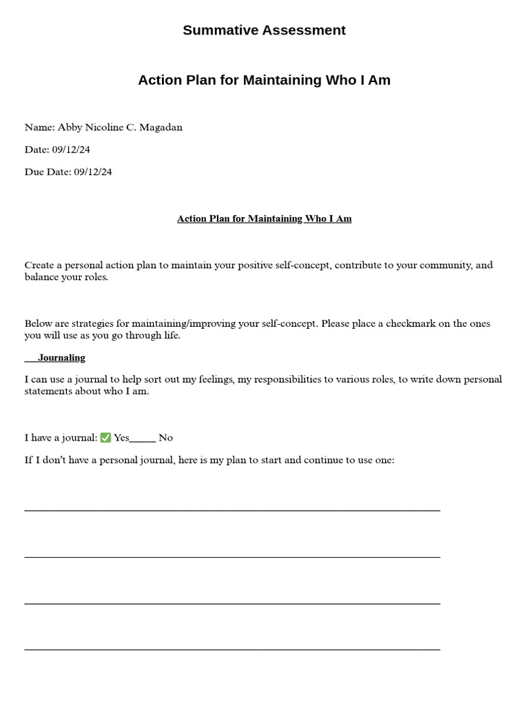 My Action Plan - Learner Worksheet - Docx - 20240912 - 161152 - 0000 | PDF