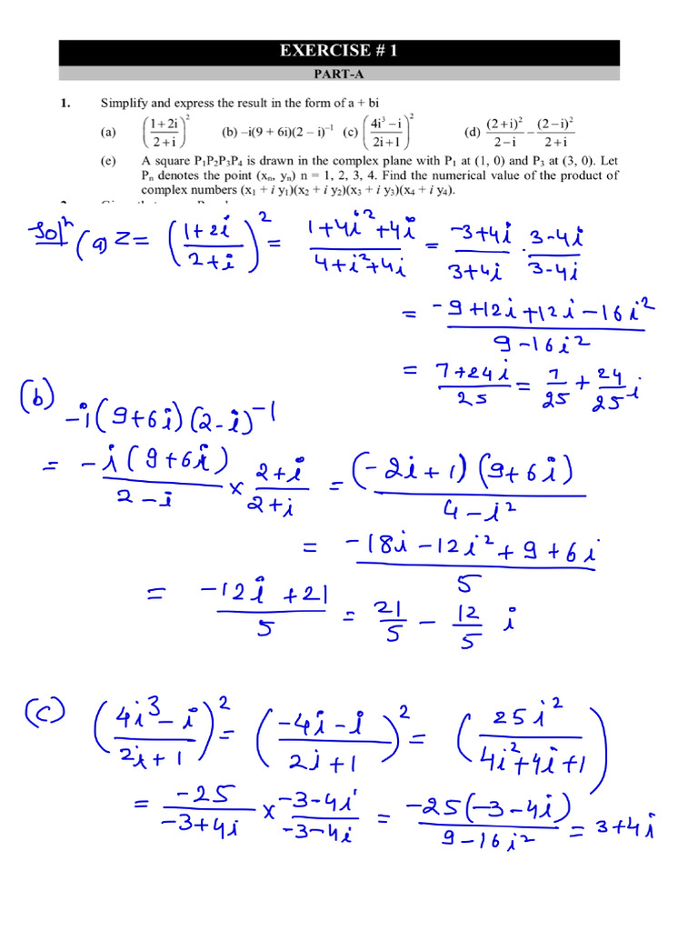 Complex Number Sheet Ex 1 Solution | PDF