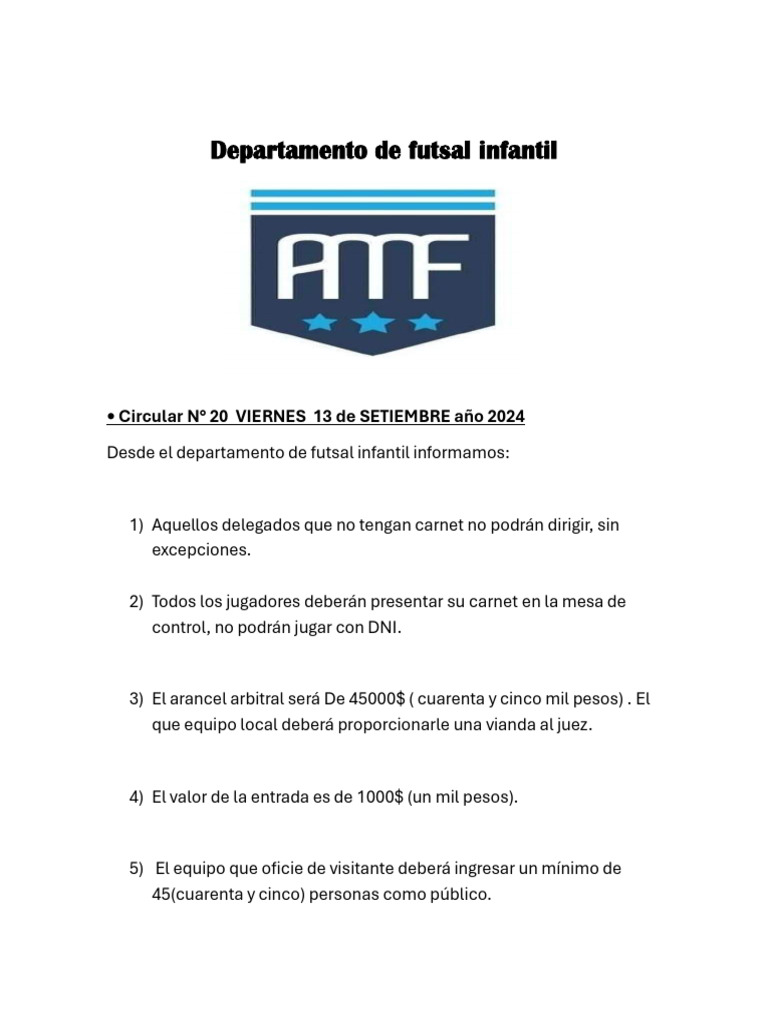 Circular Amf Sabado | PDF