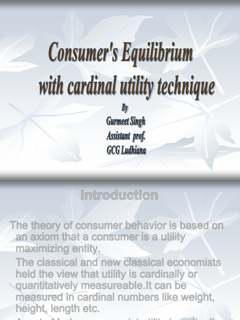 Consumers Equilibrium | PDF