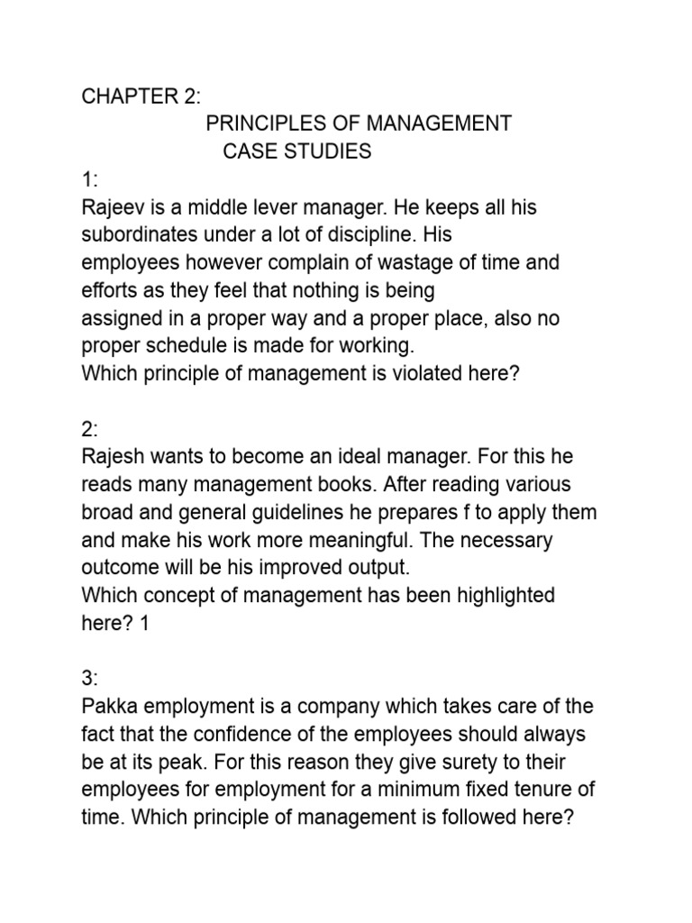 Chapter 2 - Principles of Management - Case Studies | PDF