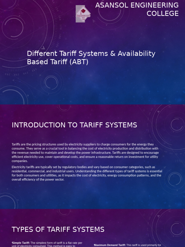 Different Tariff Systems & Availability Based Tariff (ABT) | PDF ...