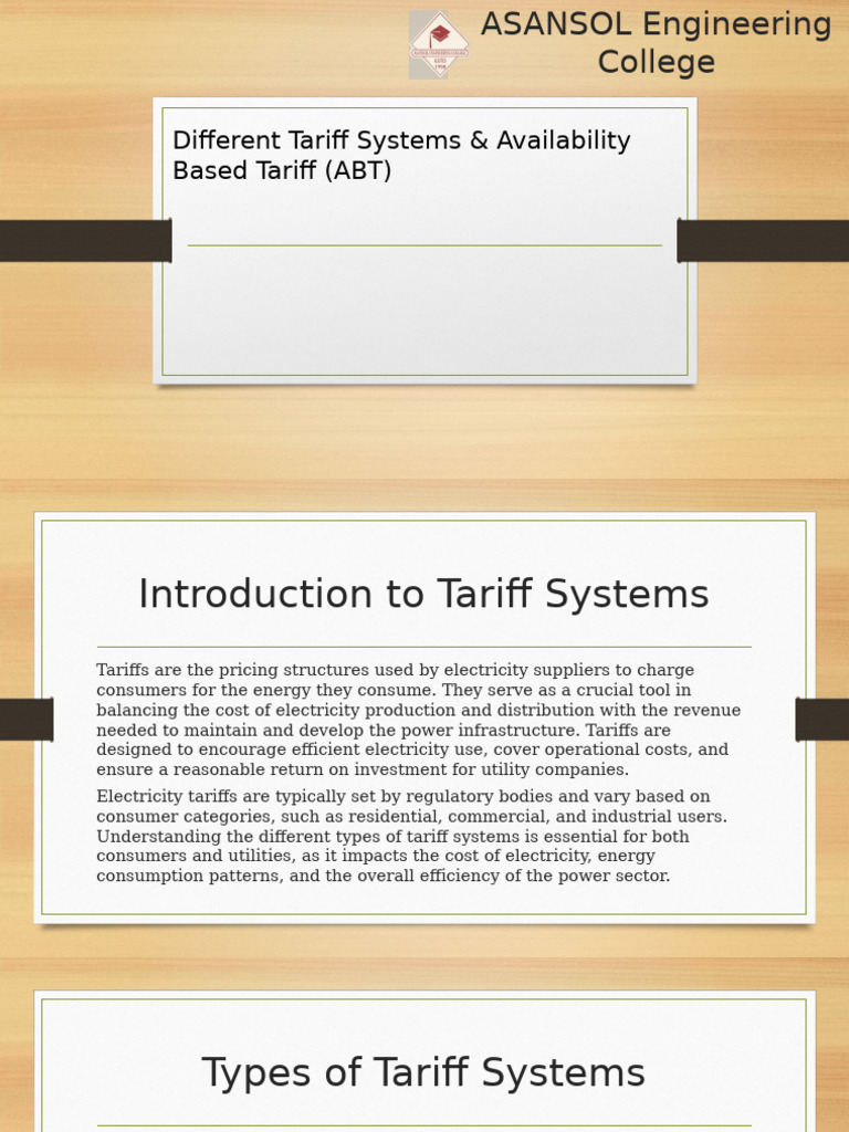 Different Tariff Systems & Availability Based Tariff (ABT) | PDF | Electrical Grid | Tariff