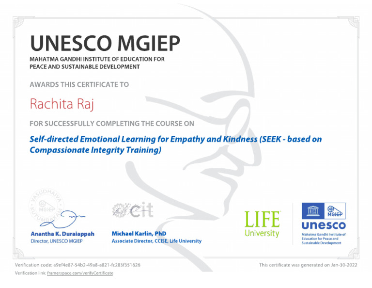 Unesco Completion Certificate | PDF
