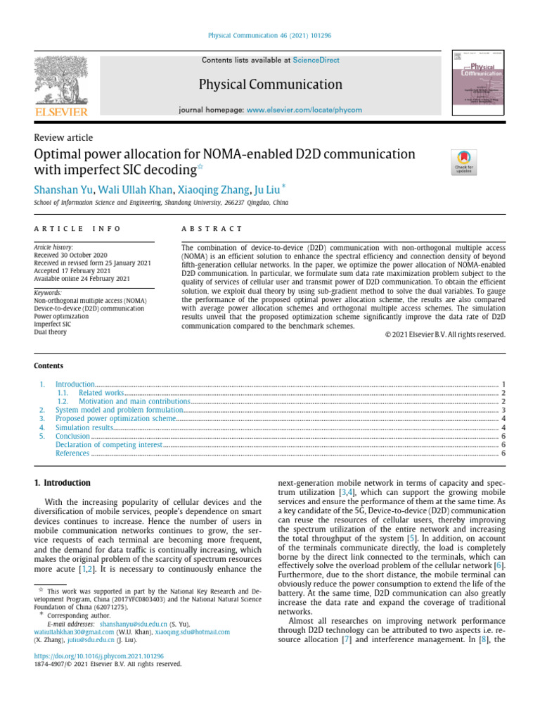 Optical power allocation on noma | PDF