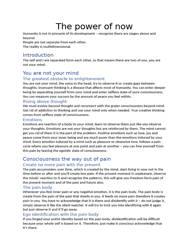 The Power of Now Notes | PDF