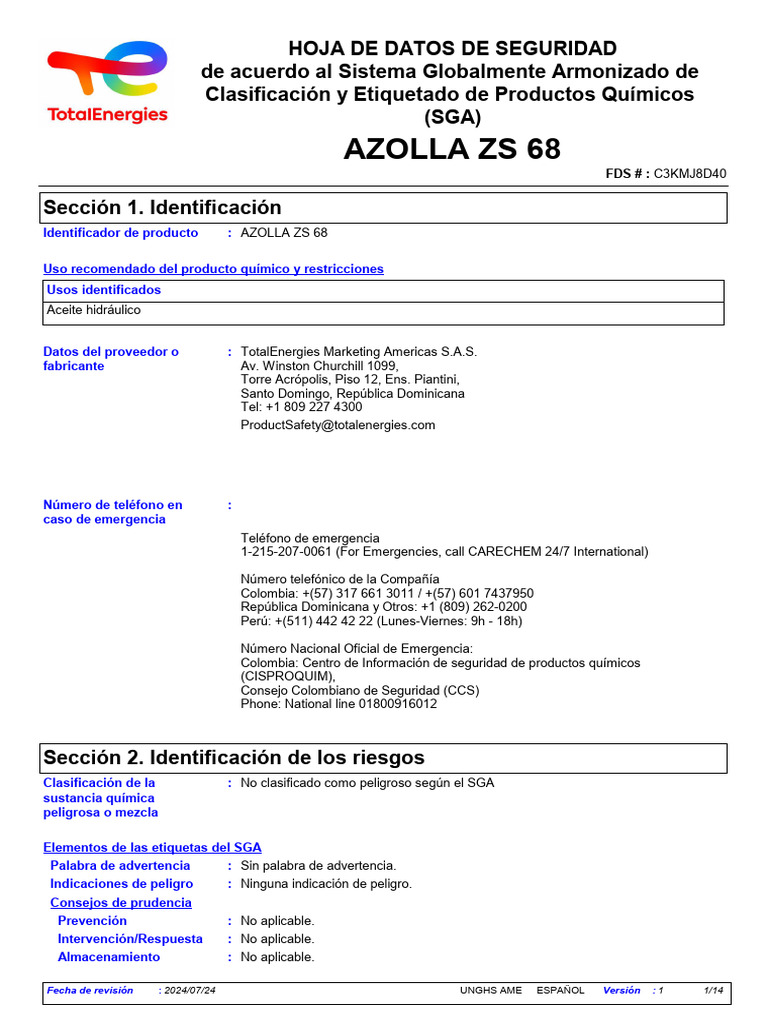 Azolla ZS 68 SDS | PDF