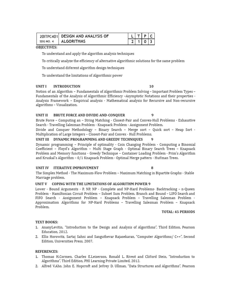 Daa - Syllabus | PDF