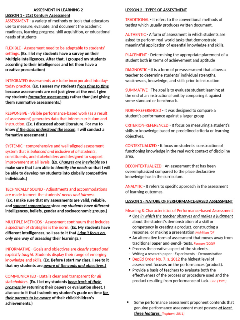 Midterm Rev - Assesment in Learning 2 | PDF