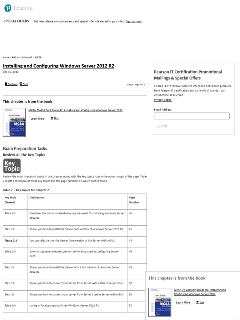 Exam Preparation Tasks - Installing and Configuring Windows Server 2012 R2 - Pearson IT ...