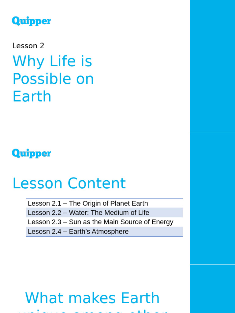 EALS Lesson 2 Why Life On Earth Is Possible | PDF
