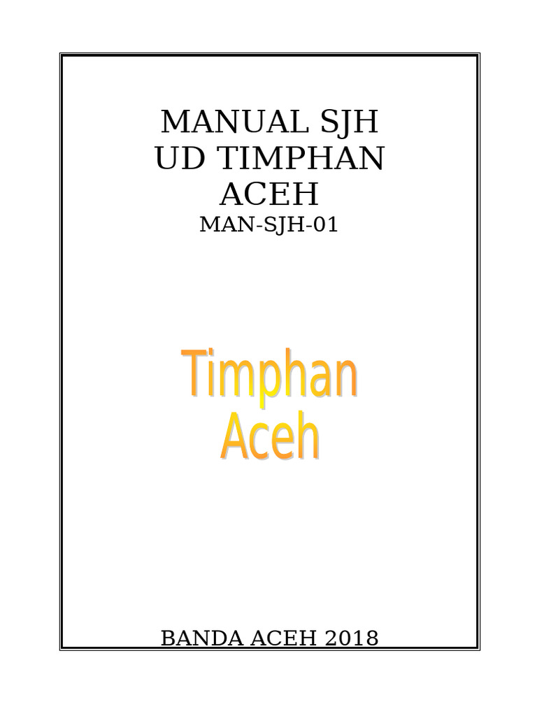 Manual SJPH UD Timpan Aceh | PDF
