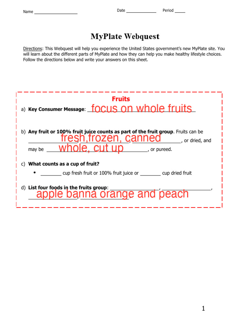 MyPlate Webquest | PDF