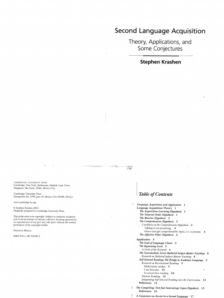 Krashen, S. (2013) - Second Language Acquisition. Theory, Applications ...
