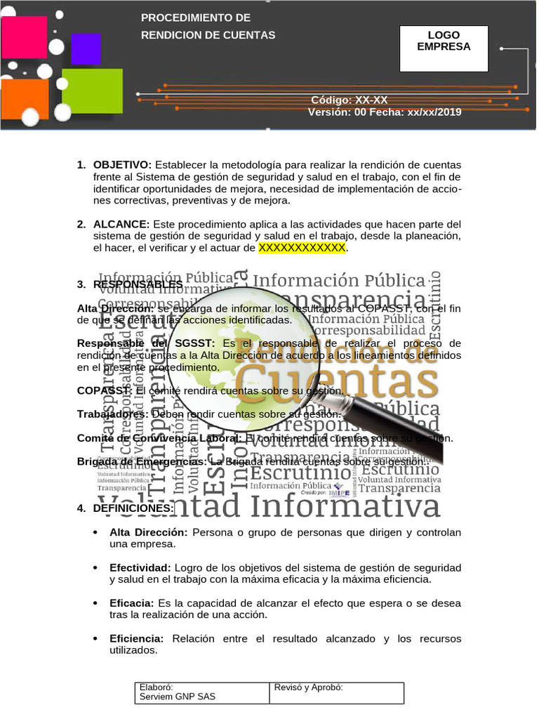 2.6.0 Procedimiento de Rendicion de Cuentas | PDF