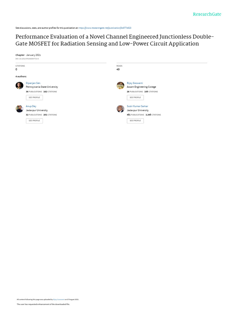 Performance Evaluation of A Novel Channel Engineered Junctionless Double-Gate MOSFET For ...