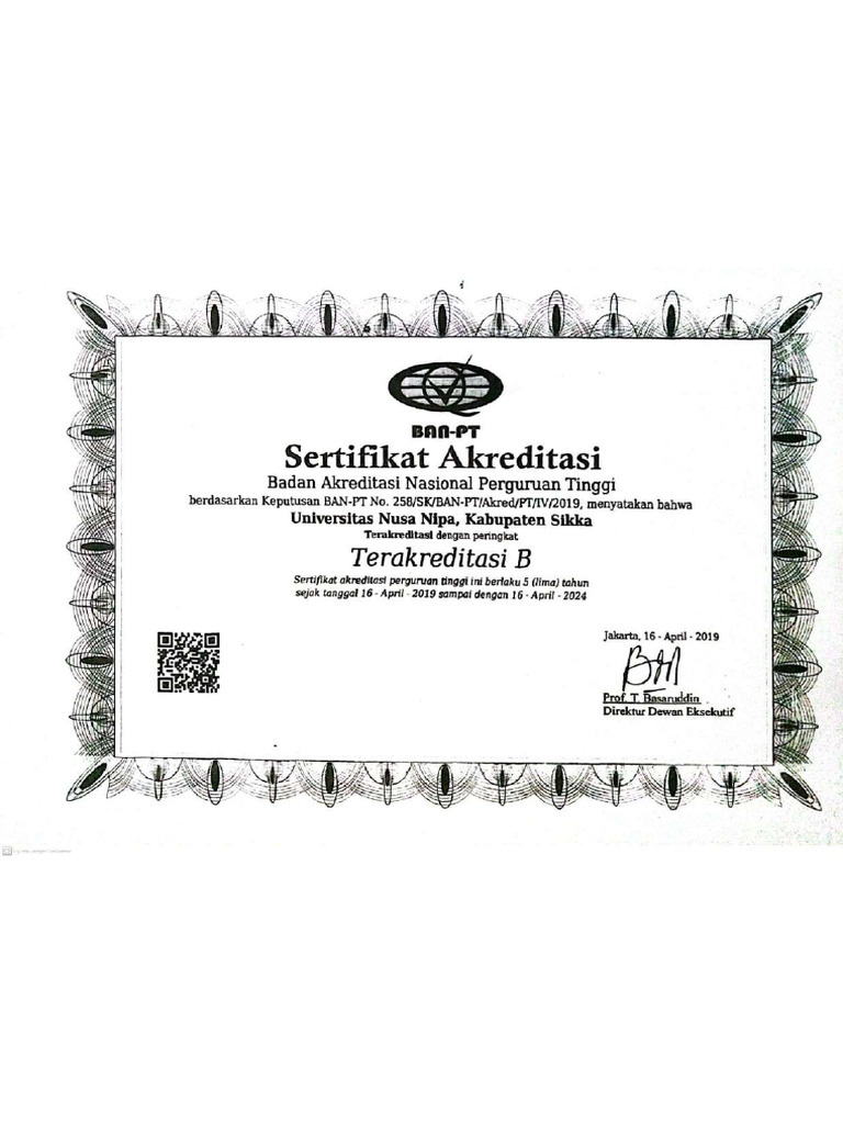 Sertifikat Akreditasi Perguruan Tinggi Dan Program Studi | PDF