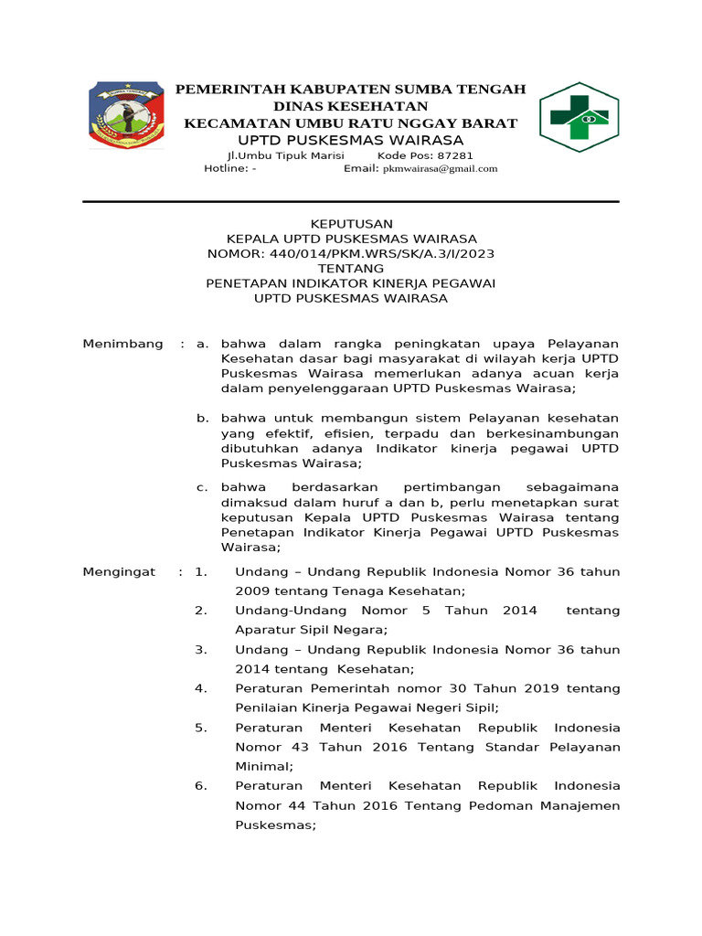 1.3.2.2 SK Penetapan Indikator PKP | PDF