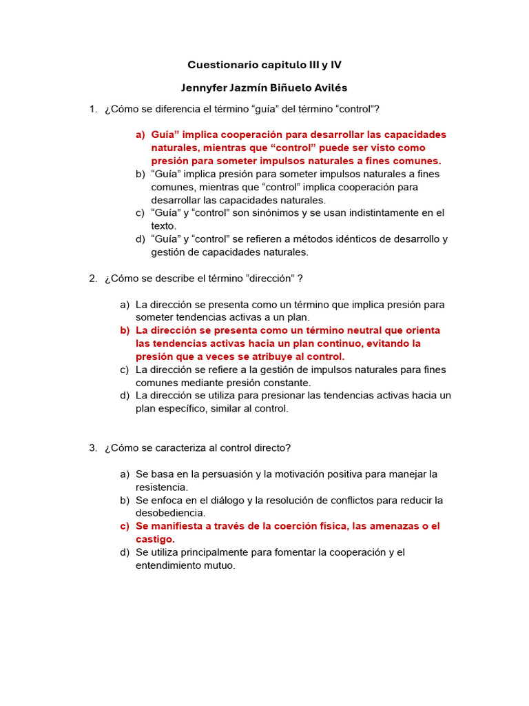 Cuestionario Capitulo 3 y 4 | PDF