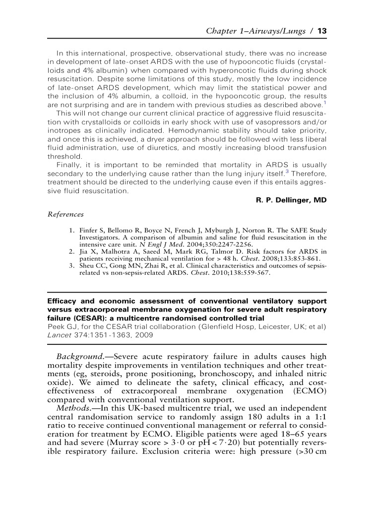 Chapter 1-Airways/Lungs /: R. P. Dellinger, MD | PDF