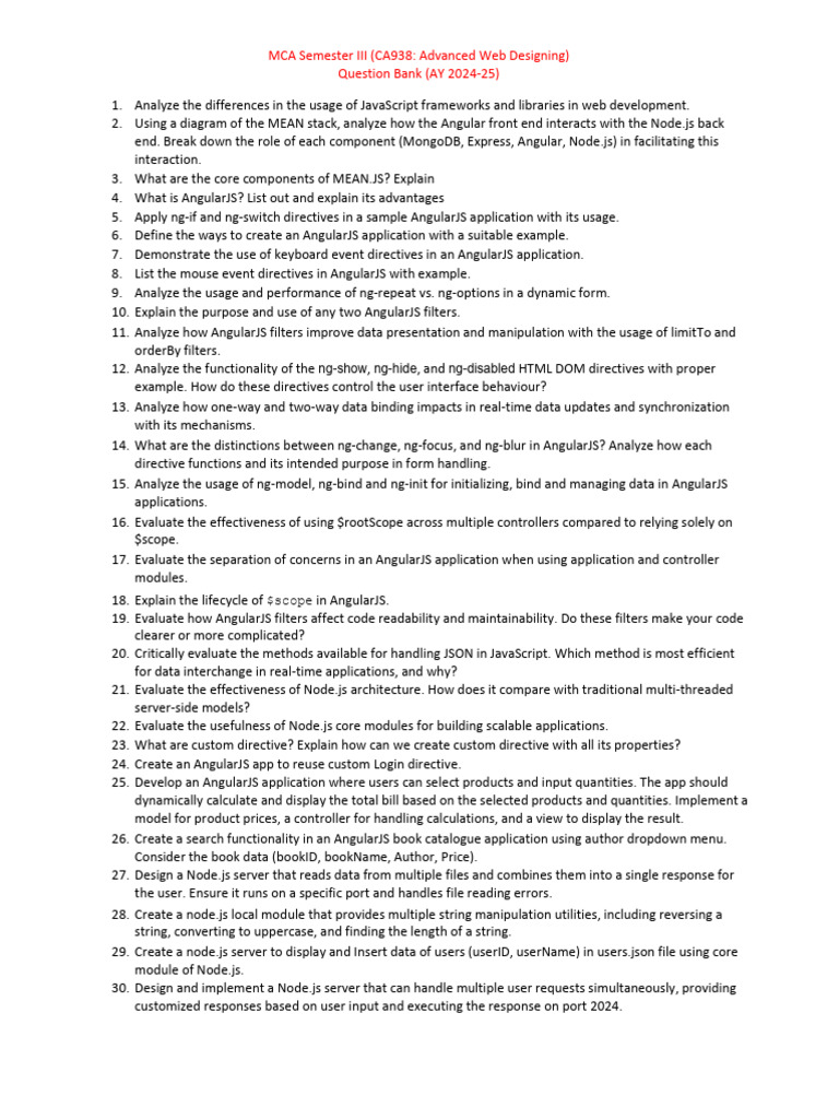 CA938 Sessional QuestionBank | PDF