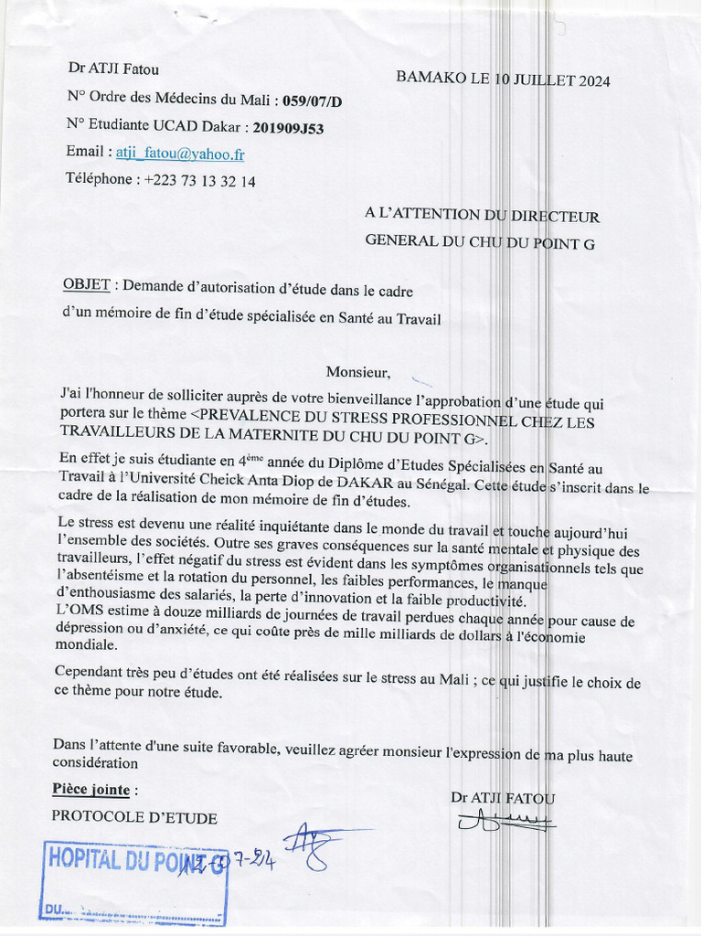 Demande D'autorisation Accordee Chu Point G - 122821 | PDF