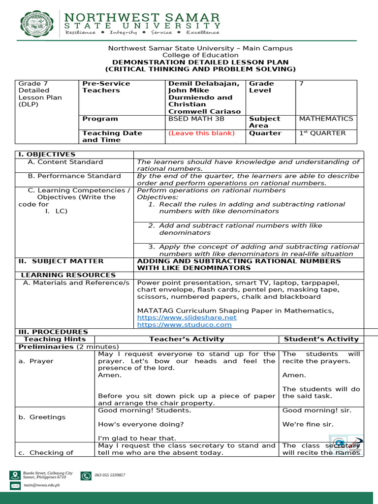 Final Lesson Plan - Critical Thinking | PDF | Cognition | Learning