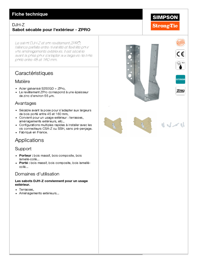 DJH Z Sabot Secable Pour L Exterieur ZPRO | PDF