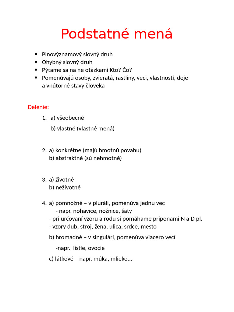 Podstatné Mená | PDF