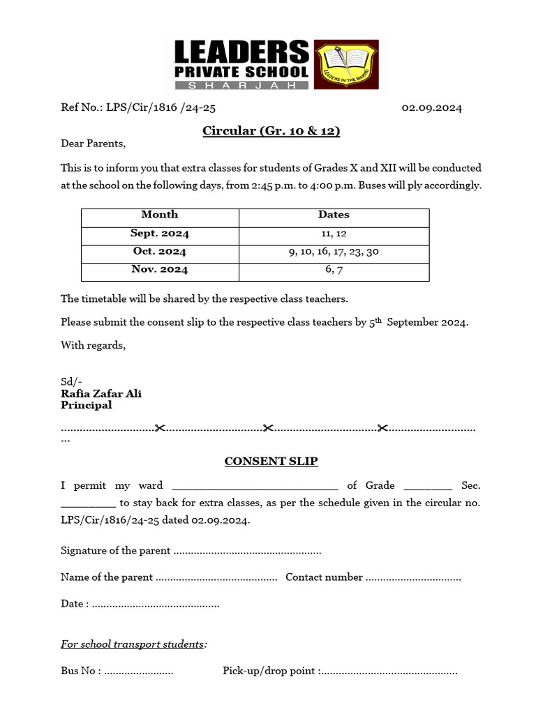 Extra Class Time Table | PDF