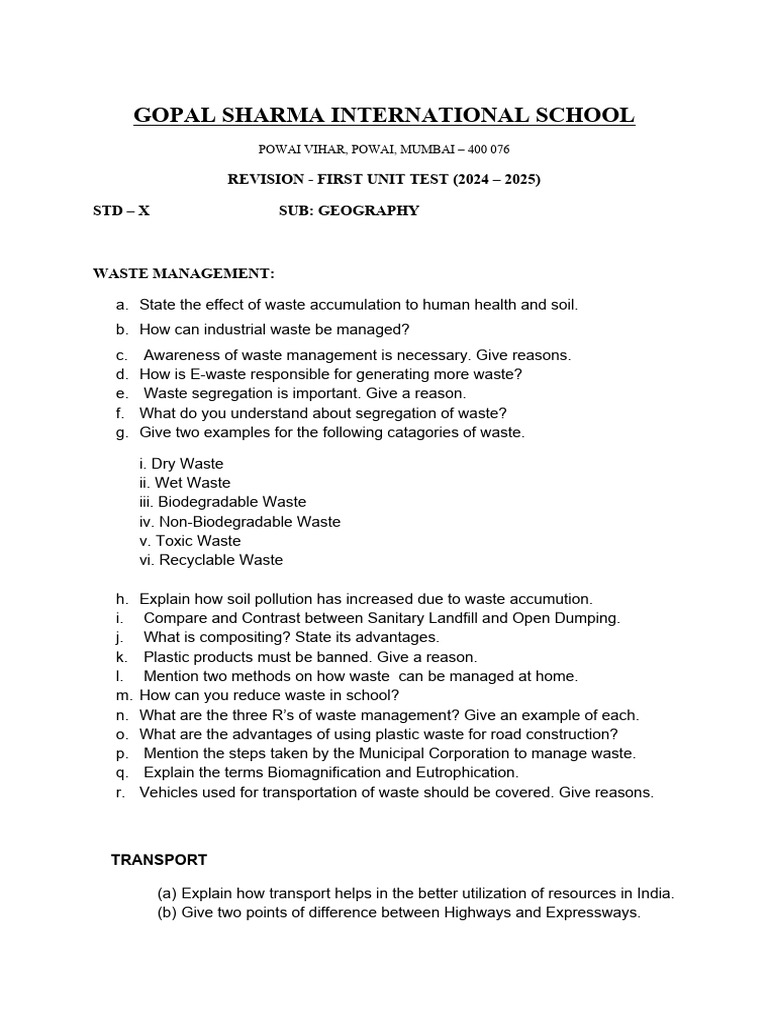 std.10 Revision FUT 2024-25 | PDF
