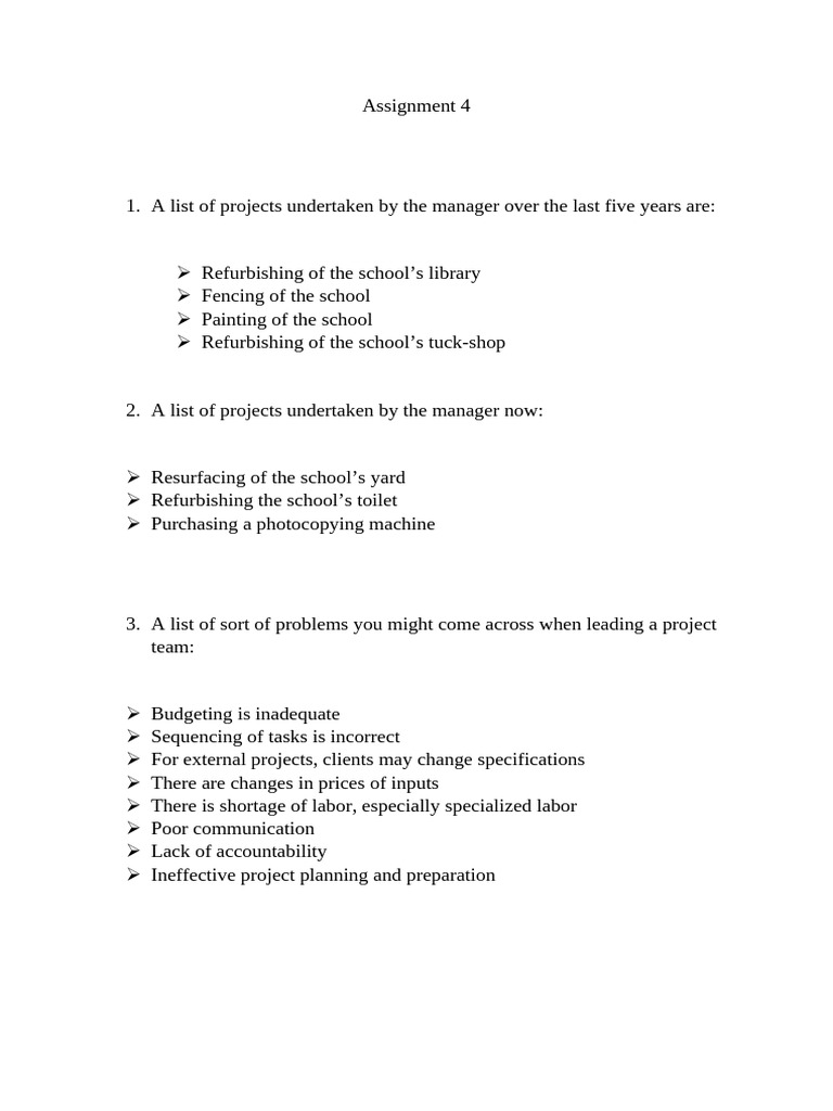 Assignment 4 Project Manager | PDF
