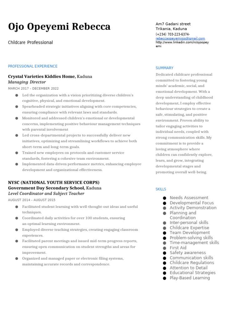 Ojo Opeyemi Rebecca Curicculum Vitae-1 | PDF