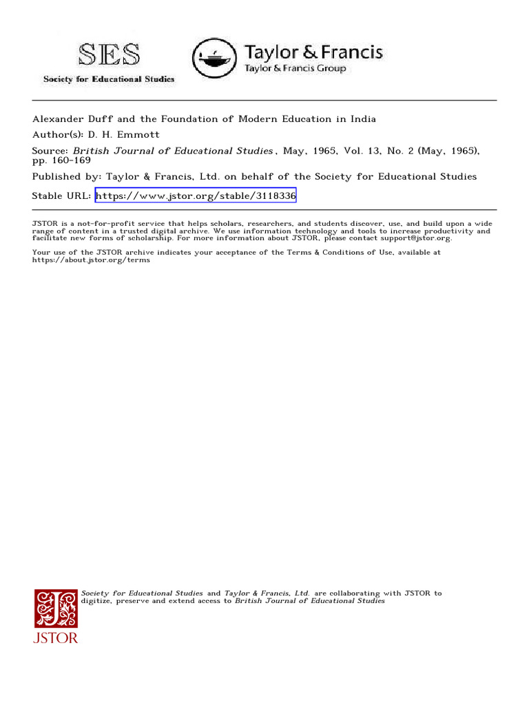 Alexander Duff and The Foundation of Modern Education in India | PDF