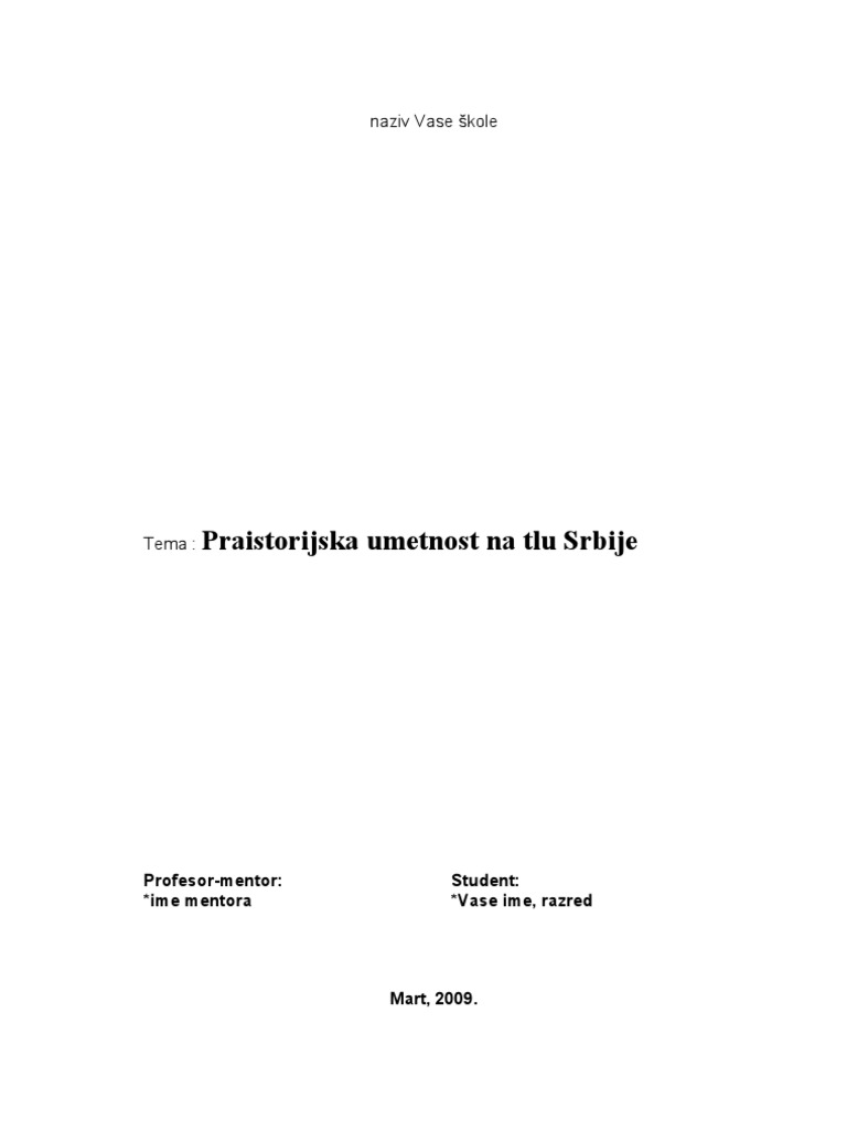 Praistorijska Umetnost Na Tlu Srbije | PDF
