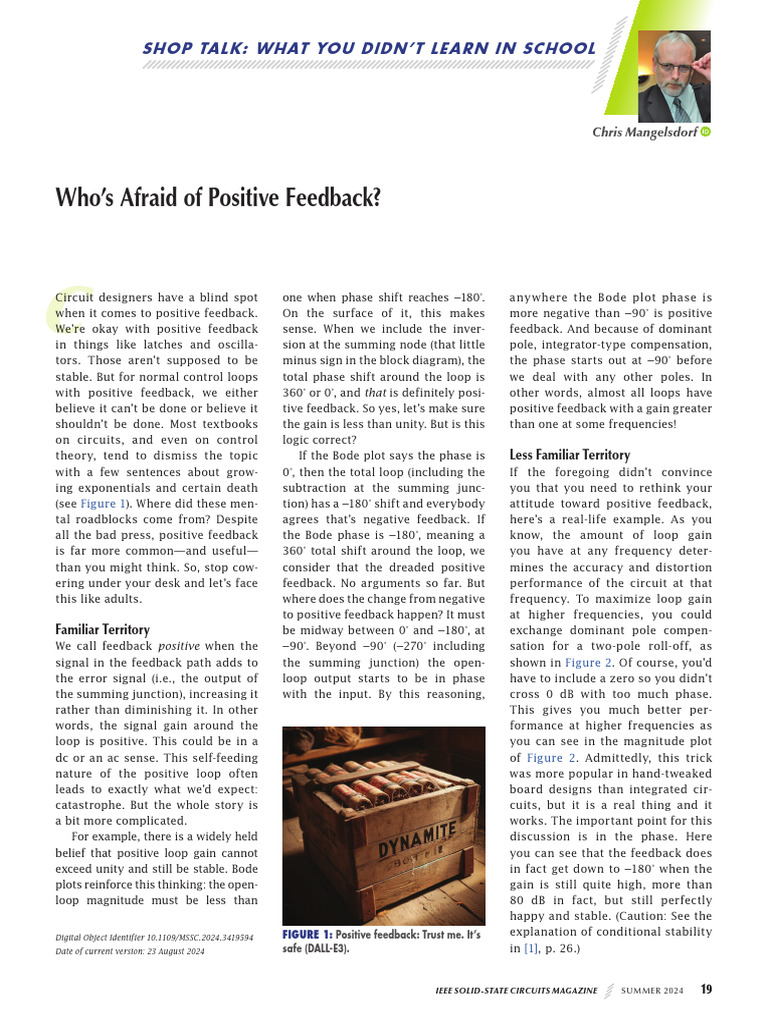 Whos Afraid of Positive Feedback Shop Talk What You Didnt Learn in ...