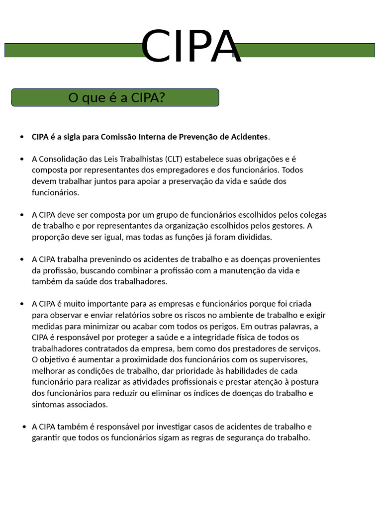O Que É A CIPA | PDF