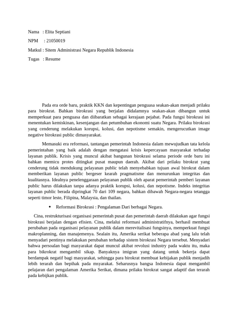 Tugas Resume Ke 1 SANRI Elita | PDF